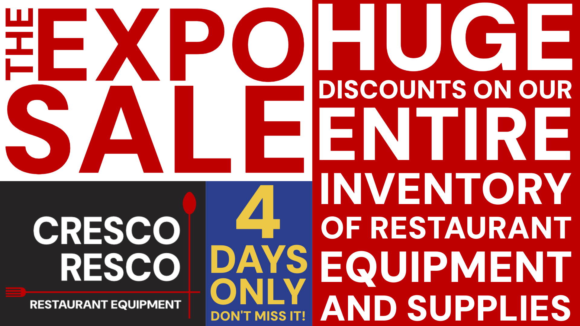 Cresco Resco EXPO SALE: Huge Discounts at All 5 Locations – Cresco ...