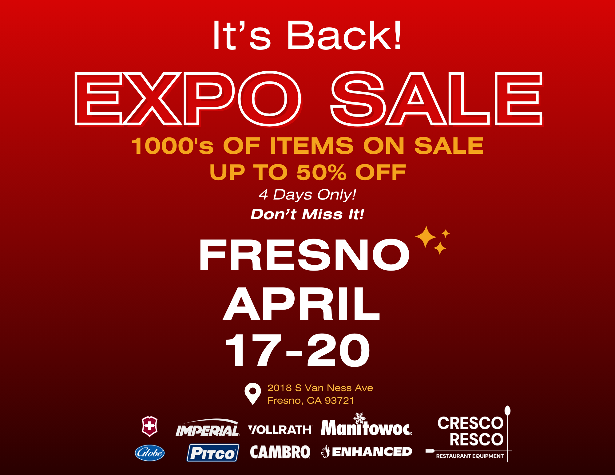 EXPO Sale at Cresco Resco Stores – Cresco Resco: Restaurant Equipment ...